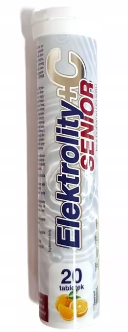 Elektrolity + Witamina C Senior Bez Cukru Pomarańcza 20 Tabletek Musujących - Drogeria internetowa